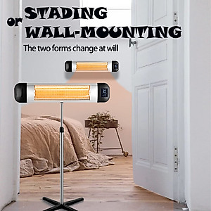 SWYDDY Electric Patio Heater,Wall-Mounted/Ceiling/Standing Heater for garage porch yard, Space Infrared Heater with Tip-Over Protection,2000W-FastHeating,Remote Control