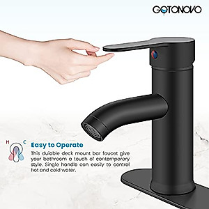 Matte Black Stainless Steel 304 Bathroom Faucet Farmhouse Single Handle Lavatory Basin Vanity Sink Faucet with Supply Line