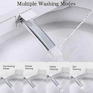 Smart Toilet with Auto Open/Close Lid, Bidet Toilet Pump-assisted, Blackout Flush, Heated Seat, Dual Auto Flush, Warm Water, Foot Sensor Operation, Tankless Elongated Toilets with LED Display