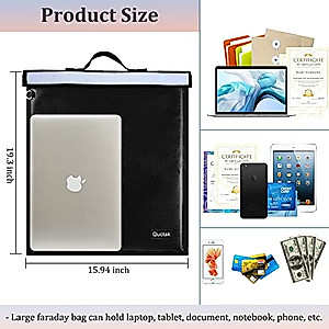 Extra Large Faraday Bags with Handle, 16'' X 19'' Faraday Cage with Reflective Strip, Waterproof & Fireproof Faraday Key Fob Protector, Anti-Theft Faraday Bag for Laptop, RFID Signal Jammer Blocker