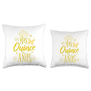 15 Birthday Quinceanera Gifts Sweet 15 Mexican Birthday Party Quinceanera Mis Quince Años Throw Pillow, 18x18, Multicolor