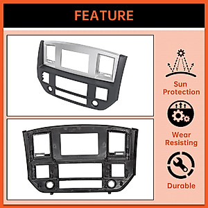 ECOTRIC Stereo Radio Double Din Dash Install Bezel Kit Compatible with 2006-2009 Dodge Ram Truck Silver Slate Gray Replace for Part Number GNT56215007