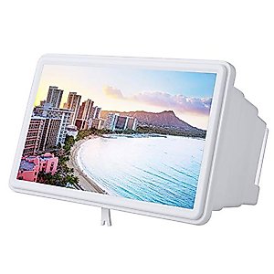 12Inch Phone Screen Amplifier, Retractable Foldable HD High Definition 3D Mobile Video Magnifier Phone Stand Bracket with Cleaning Cloth, Compatible with All Smartphones(White)