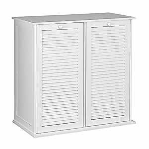 Household Essentials Tilt-Out Laundry Sorter Cabinet with Shutter Front, White
