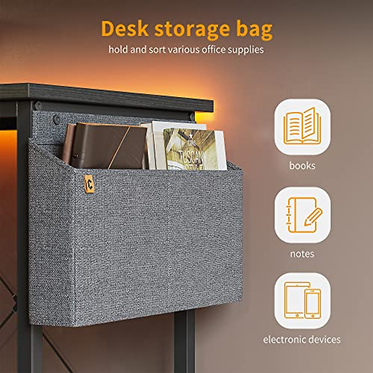 Cubiker L-Shaped Computer Desk, Home Office Corner Desk with Non-Woven Drawer, Sturdy Writing Table, Space-Saving, Easy to Assemble