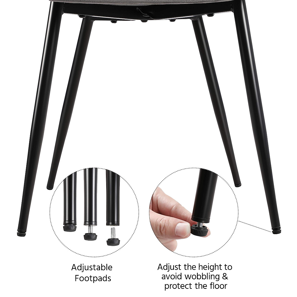 Yaheetech Set of 4 Dining Chairs Velvet Reception Chairs Tufted Accent Chairs with Soft Padded and Metal Legs for Kitchen/Living Room/Lounge/Reception, Gray