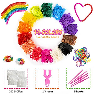 Sukh 4400+Pcs Loom Rubber Bands Kit - Rubber Band Making Kit Loom Rubberbands Making Kit Rubber Band Loom Making Kit with 1 Y-Loom 200 S-Clpis 5 Hooks for Kids Handcrafts Making