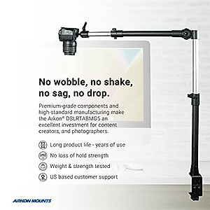 ARKON Mounts Overhead Camera Mount | Includes Ceiling Mount Bracket, Phone Holder, Tablet Holder, & Camera Mount | 360° Adjustable | Durable & Super Stable Metal Mounting Base DSLRTABMG5