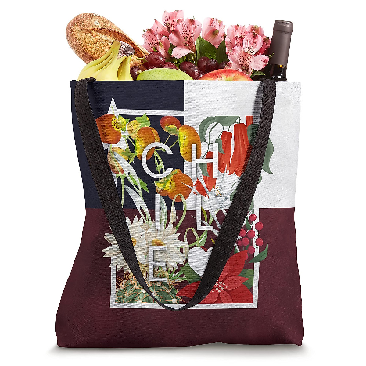 Flowers of Chile Word Art - Chilean Pride Tote Bag