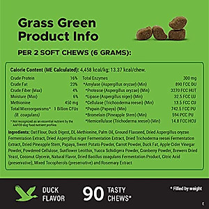 PetHonesty Grass Green - Grass Burn Spot Chews for Dogs - Dog Pee Grass Spot Saver Caused by Dog Urine - Dog Urine Neutralizer for Lawn - Cranberry, Apple Cider Vinegar, Dog Rocks - Duck (90 ct)