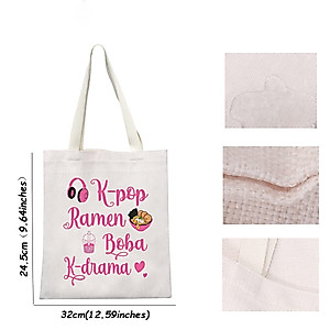 MEIKIUP K-Pop Lover Tote Bag Canvas Shopping Bag K-Drama Lover Gift K-Pop Fashion for Fans Milk Tea Lover Gift (KRBK Tote Bag)