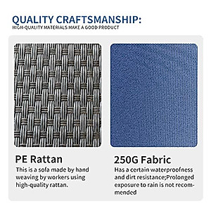 Valita 4-Piece Outdoor Rattan Furniture Set All-Weather PE Silver Gray Wicker Sofa Patio Sectional Conversation Garden Couch with Aegean Blue Cushion