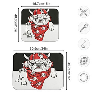 Red Skull Scarf Bulldog Black White Dish Mat Memory Foam Dish Drying Mat 16 X 18 Kitchen Mat Counter Dish Drainers Mat Dryer Kitchen Mat