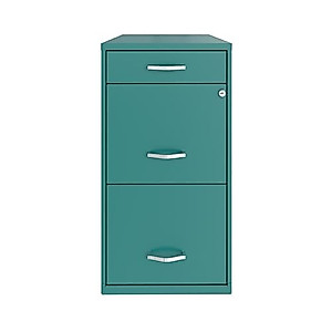 Pemberly Row 3 Drawers 27.32" Vertical Turquoise Metal Filing Cabinet Lockable Pre-Assembled Stationary Letter Size for Home, Office