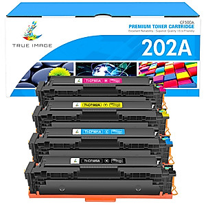 TRUE IMAGE Compatible Toner Cartridge Replacement for HP 202A CF500A 202X M281fdw HP Color Pro MFP M281fdw M281cdw M254dw M281fdn M254 M281 202 Toner Printer (Black Cyan Yellow Magenta, 4-Pack)