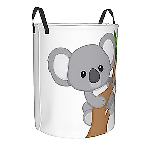 Hugging Tree Koala Laundry Basket Protable Circular Laundry Hamper Storage Bin Organizer With Handles For Bathroom,Bedroom Clothes
