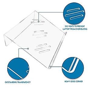 CoolaBoola Acrylic Laptop Stand – Acrylic Laptop Riser with Bonus Acrylic Phone Holder – Portable Clear Computer Stand for Desk, Office, Home – Laptop Stand with Ventilation for up to 16-inch Laptop