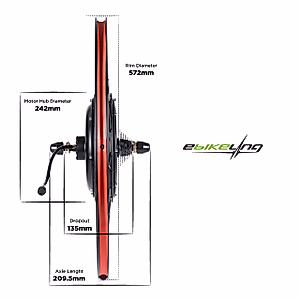 EBIKELING Waterproof Ebike Conversion Kit for Electric Bike 26" Front or Rear Wheel Electric Bicycle Hub Motor Kit, 1500W, Rear/LCD/Thumb