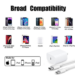 iPhone 14 Charger,Fast Charger iPhone [Apple MFi Certified]Type C Charger USB C to Lightning Cable 20W Fast Charging Adapter Block for iPhone 14/13 Pro Max/iPhone 12 Mini/12 Pro Max/11/XS/XR/X/SE/iPad