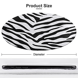 MoBlinko 3 Ft Round Rug Zebra Skin Washable Circular Rug Animal Print Non Slip Round Area Rug Carpet Absorbent Small Round Rug for Kitchen Living Room Bedroom Decoration