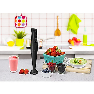 Elite Gourmet EHB2425B Electric Immersion, Mixer, Chopper, 1-Touch Control Hand Blender, 150 Watts, Black