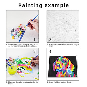 ifymei Paint by Numbers for Kids and Adults Beginner, DIY Gift Canvas Painting Kits for Boys and Girls, 16x20 Inch Colorful Dinosaurs [Without Frame]