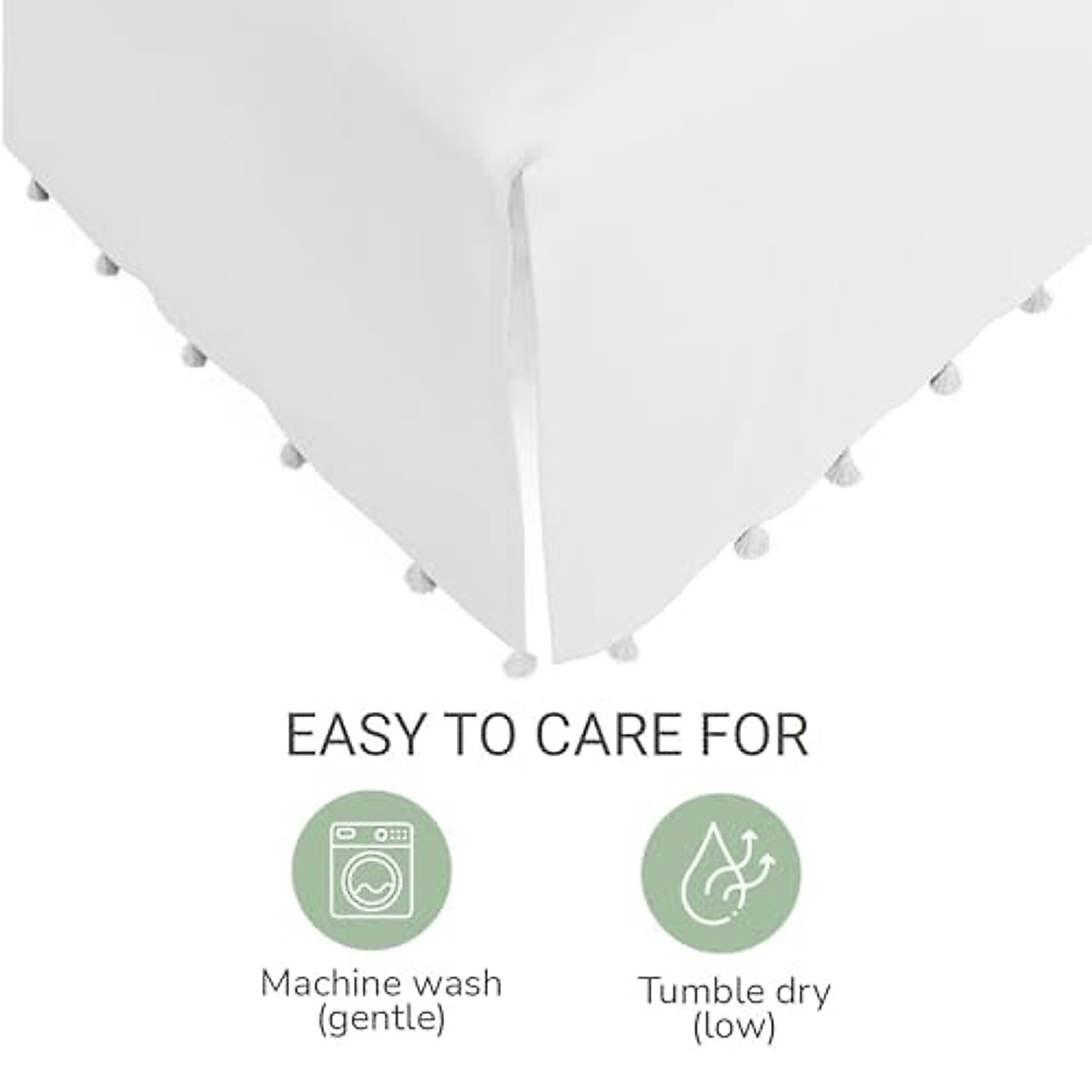 Tadpoles Crib Skirt with Tassel | 28" x 52" with a 14" Drop | Made of 100% Softly Brushed Microfiber Polyester | Easy to Care for | Soft, Smooth, Breathable & Durable | Ideal for Babies | White