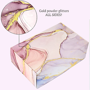 Luxurious Pink Marble & Glitter Gift Box Set (6 Pcs) - Includes 6 Boxes & 6 Cards - 9.5" X 6" X 3" - Perfect for Valentine's Day, Bridesmaid Proposals, Weddings, Baby Showers, Christmas, Anniversaries (Pink)