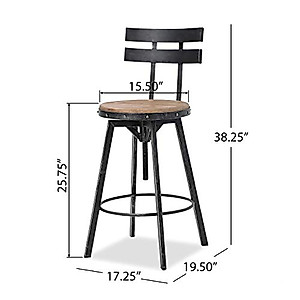 Christopher Knight Home Jutte Barstool Sets, Antique + Black Brush Silver
