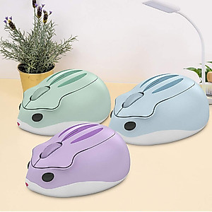 2.4GHz Wireless Cute Hamster Shape Less Noice Portable Mobile Optical 1200DPI USB Mice Cordless Mouse for PC Laptop Computer Notebook MacBook Kids Girl Gift (Purple)