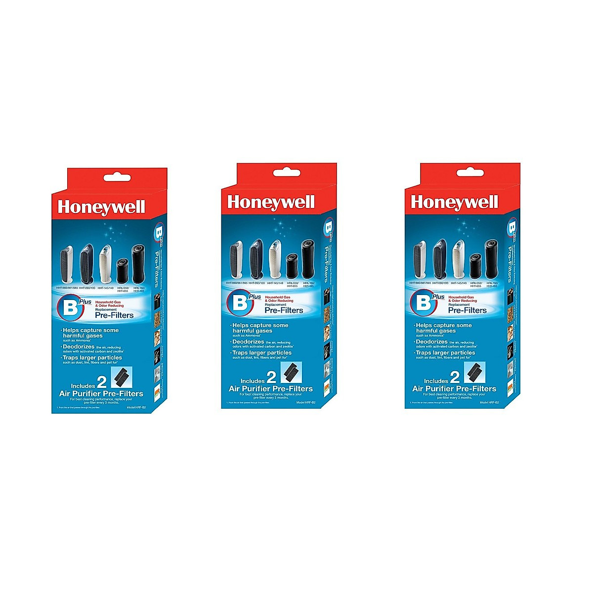 Honeywell HRF-B2 Filter B Household Odor & Gas Reducing Pre-filter (3 Pack)