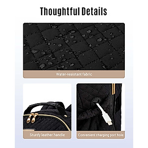 LIGHT FLIGHT Laptop Backpack for Women Laptop Backpacks for 15.6” Notebook Casual Computer Bag Stylish Stitch Pattern Daypack for Work Travel Business College Large Black