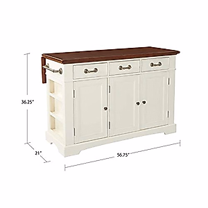 OSP Home Furnishings Country Kitchen Island, Distressed Black