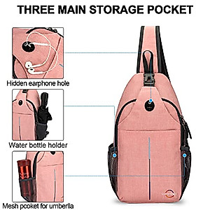 Lumesner Sling Bag Crossbody Sling Backpack with USB Charging Port,Water Resistant Shoulder Bag for Men Women,Lightweight One Strap Backpack Chest bag for Hiking,Cycling,Biking