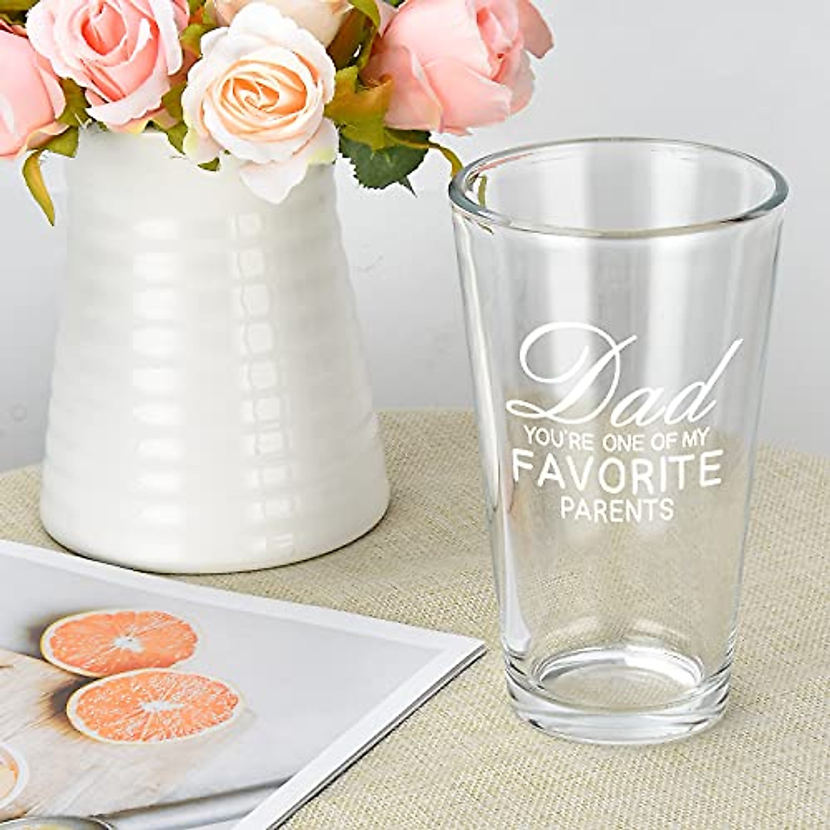Dad Beer Glass Gift - Dad You’re One of My Favorite Parents Funny Beer Pint Glass 15Oz, Father’s Day Gift for Dad, Papa, Novelty Gag Gift from Daughters Sons Kids for Birthday, Christmas, Thanksgiving