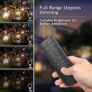 Outdoor Dimmer for String Lights, Remote Control Light Dimmer Plug in, Light Timer Outdoor Waterproof, Wireless 100FT Range with 2 Grounded Outlets for Dimmable LED/Tungsten Bulb/Patio Lights