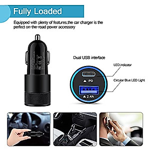 USB C Samsung Phone Android Fast Charging Dual Port Car Charger Cigarette Lighter Adapter Type C USB Charger for Samsung Galaxy A13 5G,A14 A03s,A02S,S23 S21 S20 FE,A53,S22,A73,A01,A12,Note 21
