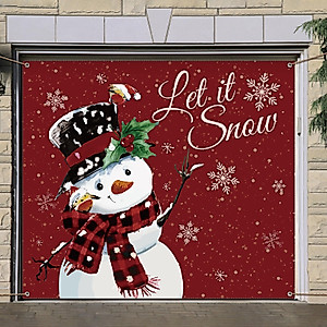Christmas Garage Door Banner 7 x 8ft outdoor Christmas Decoration holiday garage door covers wall Backdrop Decoration Indoor Outdoor for Christmas Holiday Party Supplies(Snowman)