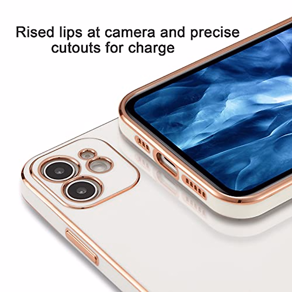DEFBSC Electroplate Case for iPhone 11, Luxury Electroplated Edge Soft TPU Bumper iPhone 11 Case, Full Body Camera Protection Shockproof Anti-Fall Heavy Duty Protective Phone Case, White