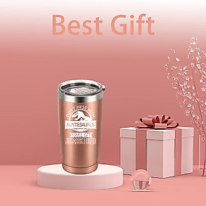 Auntiesaurus Tumbler Don't Mess with Auntiesaurus You'll Get Jurasskicked Travel Tumbler Birthday Mothers Day Gifts for Auntie Aunt from Nephew Niece Auntie Gifts with 2 Lids and Straws 20OZ Rose Gold