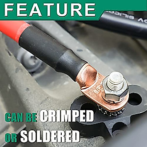 OURU 56PCS Battery Cable Lugs Kit,AWG 8 6 4 2 Gauge Heavy Duty Copper Wire Lugs Battery Cable Ends Terminals Connectors,Bare Copper Eyelet Ring Terminal