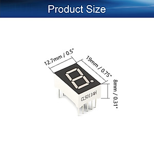 Bettomshin 10Pcs LED Digital Tube Common Cathode 10 Pin 1 Bit 0.75 x 0.5 x 0.31 inch (LxWxH) 0.5" Red Display Digital 5011AH