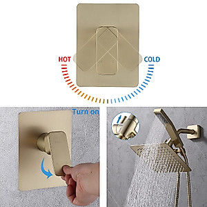 All Metal Shower Faucet Set, Dual Square Shower Head System with Handheld Wand & Rainfall Showerhead, Diverter, Hose Complete Combo, Pressure Balance Rough-in Valve Included
