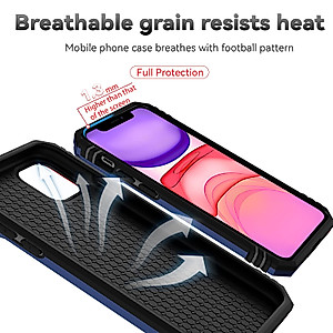 for iPhone 11 Case with Camera Lens Cover HD Screen Protector, Dual Layer [15 FT Military Grade Drop Protection] Magnetic Ring Holder Kickstand Protective Phone Case for iPhone 11 6.1 inch (Navy Blue)