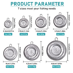 Disc Sinkers Fishing Weights Coin Sinkers Saltwater Surf Fishing Weights Flat Sinkers Bottom Drifting Trolling Catfishing Fishing Sinkers Weights Saltwater Tackle 1oz 2oz 3oz 4oz 5oz 6oz 8oz