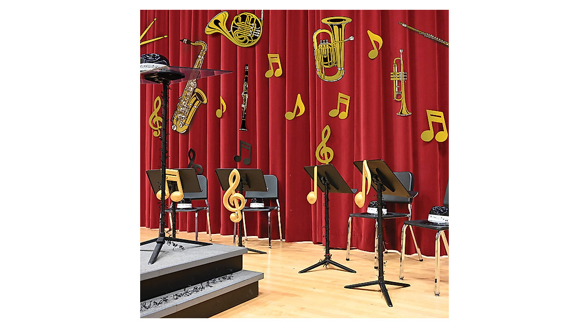 Beistle Gold Foil Musical Instruments Cutouts - 15 Count