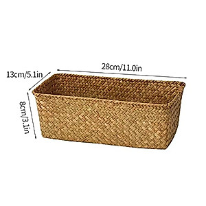 DLOETT Hand Woven Storage Basket Desktop Storage Box Grocery Storage Box Cosmetic Container Storage Box