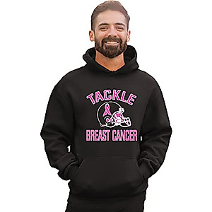 Go All Out Large Black Mens Tackle Breast Cancer Football Sweatshirt Hoodie