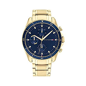 Tommy Hilfiger Men's Qtz Multifunction Stainless Steel and Bracelet Casual Watch, Color: Gold (Model: 1791834)