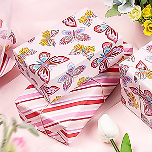 WRAPAHOLIC Reversible Wrapping Paper - Mini Roll - 17 Inch X 33 Feet - Butterfly Design, Perfect for Birthday, Party, Holiday, Wedding, Baby Shower
